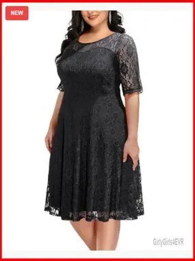 Dresses | Plus Size Lace V Neck Midi Cocktail Dress Fit Flare | Poshmark
